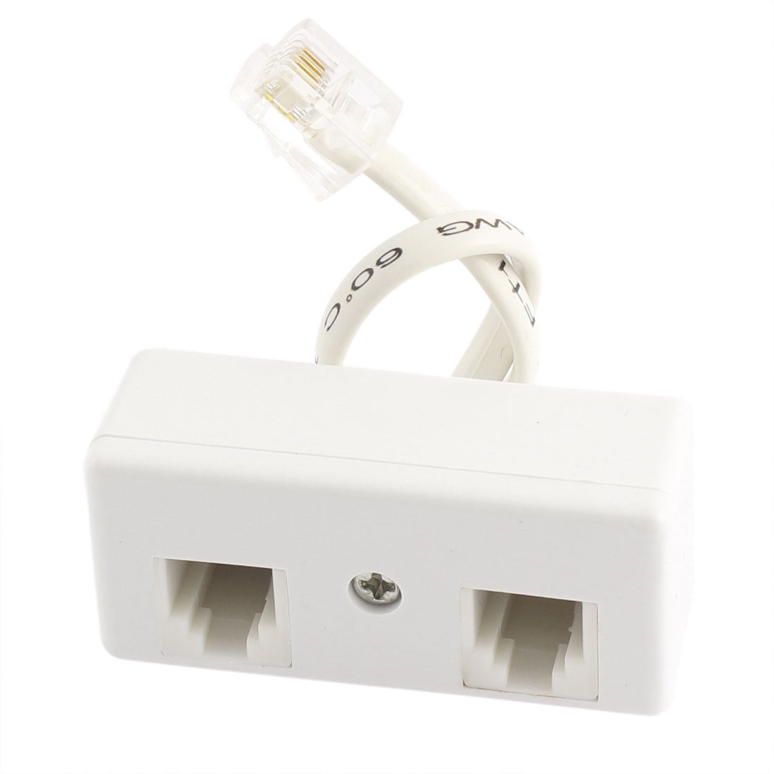 Unique Bargains White RJ11 6P4C Male to 2 Female Plug Telephone Adapter ...