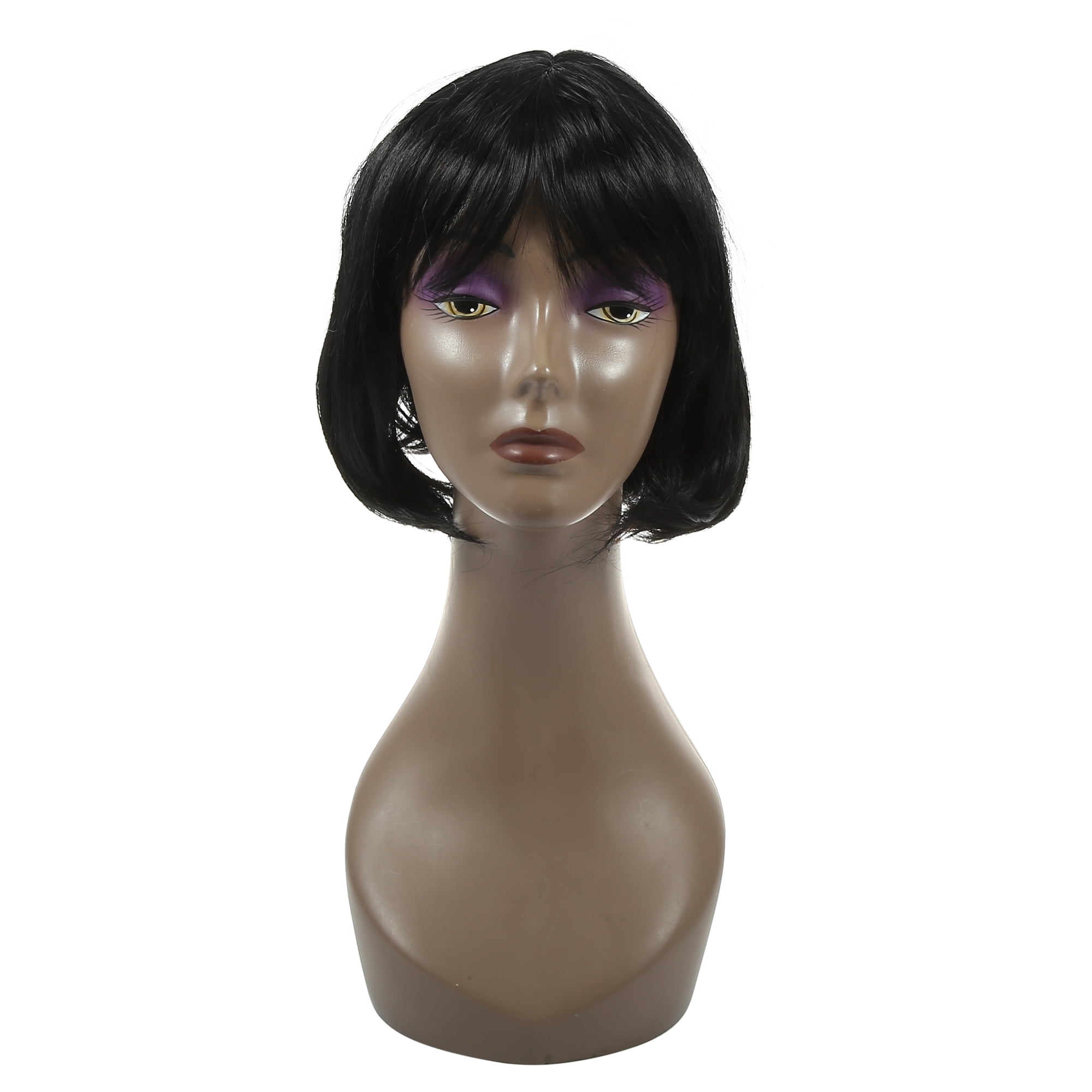 Unique Bargains Human Hair Wigs for Women 11" Curly Wig with Wig Cap ...