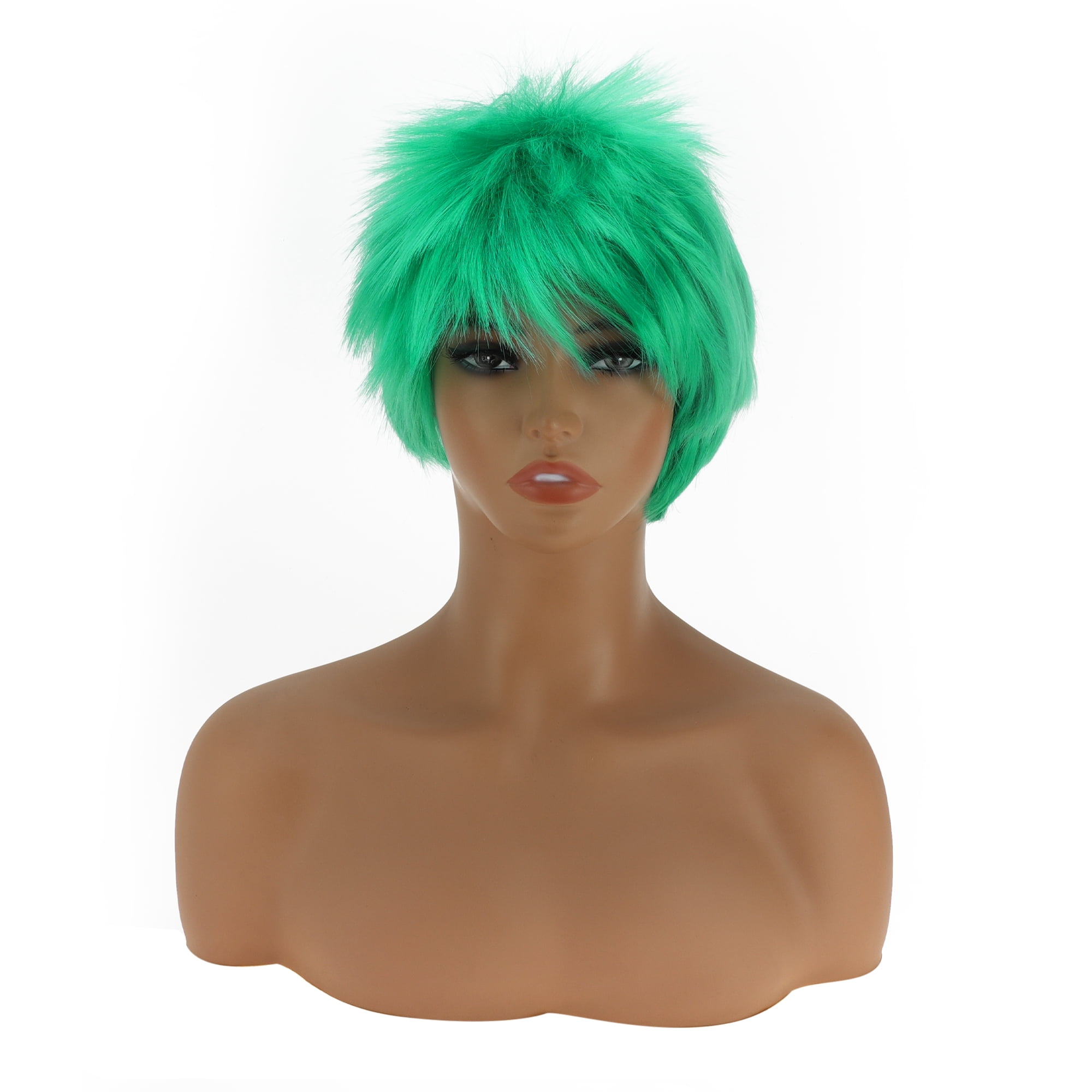 Unique Bargains Wigs for Women 12" Green Wigs with Wig Cap Short Hair ...