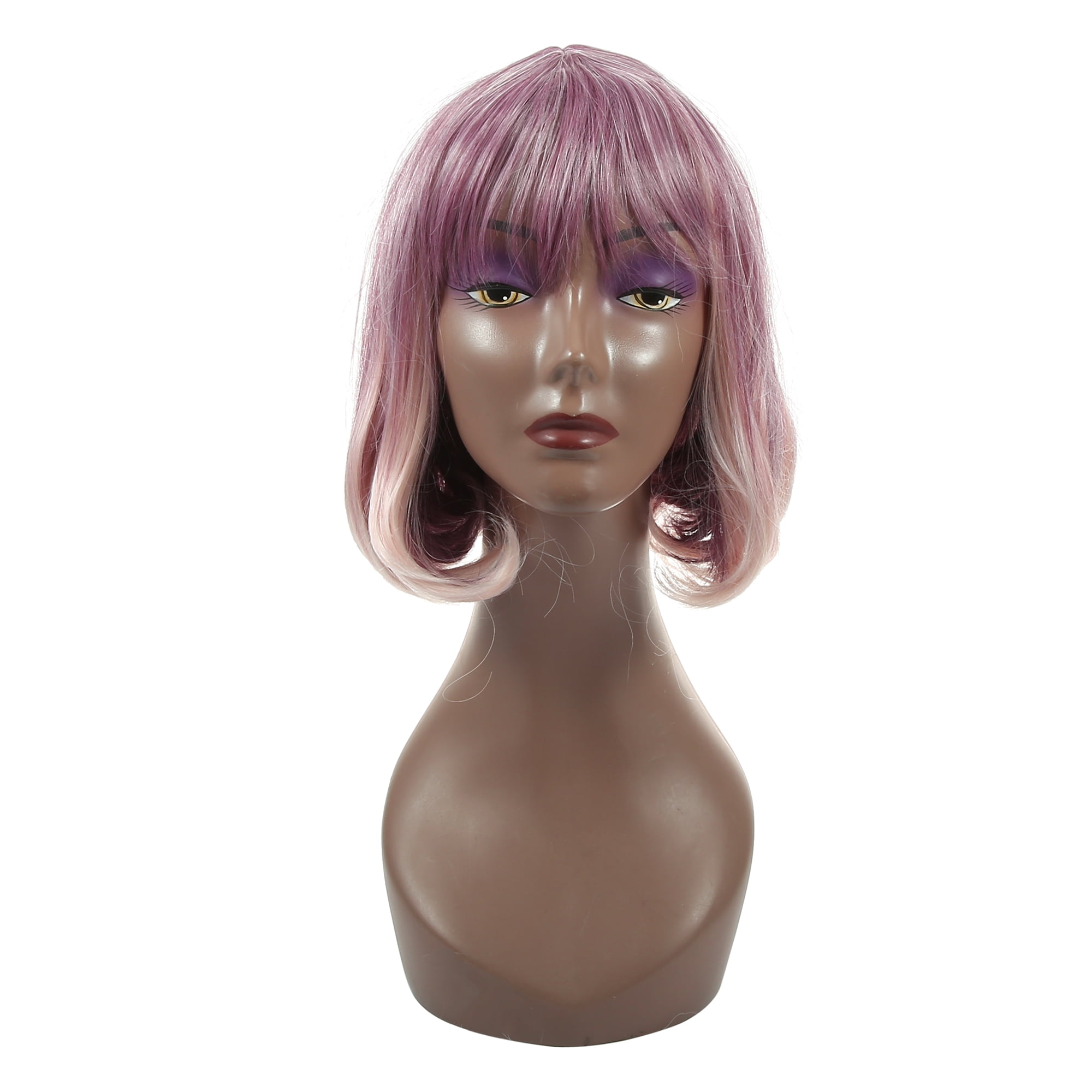 Unique Bargains Wigs for Women 12" Pink Curly Wig with Wig Cap ...