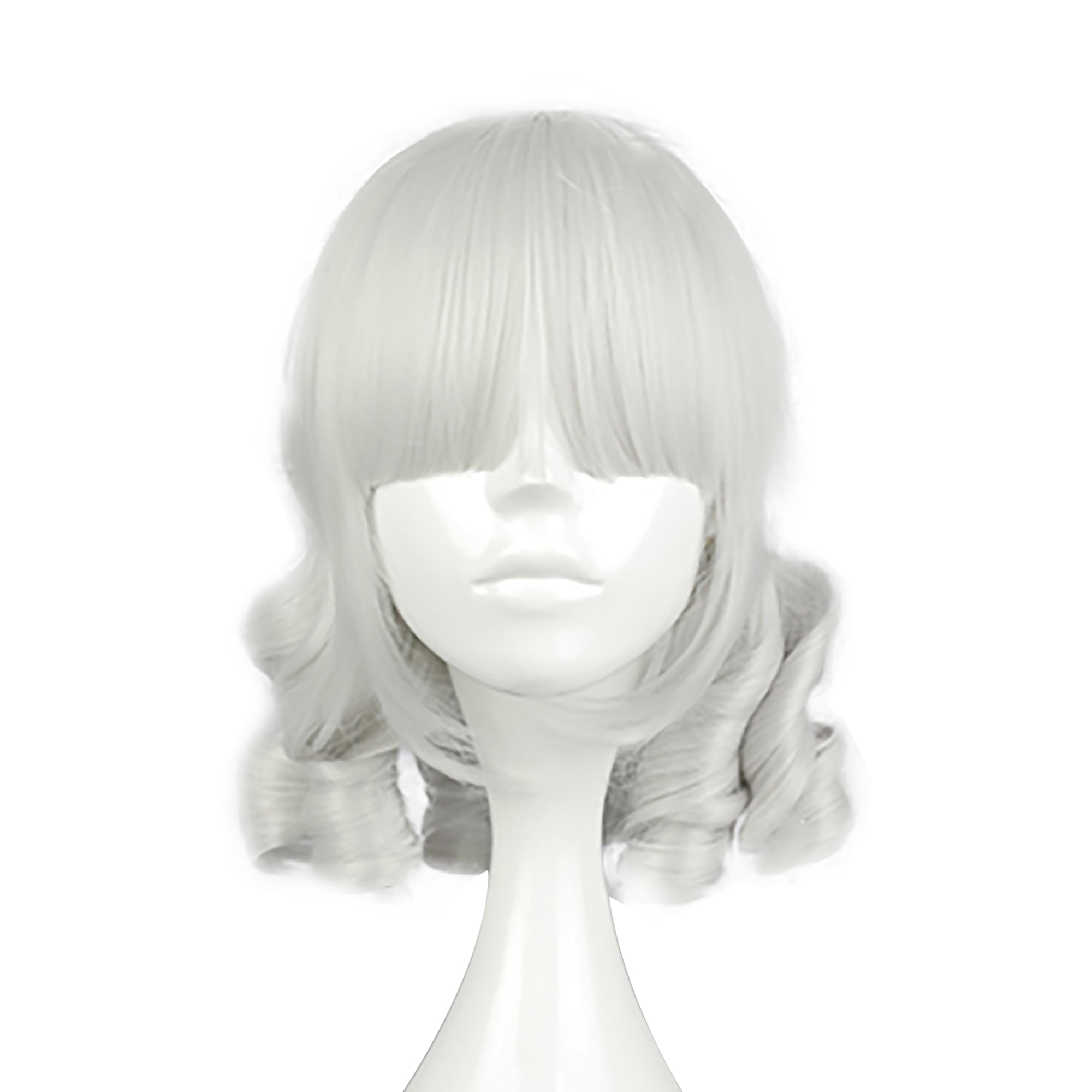 Unique Bargains Wigs for Women 13" Silver Tone Grey Curly Wig with Wig ...