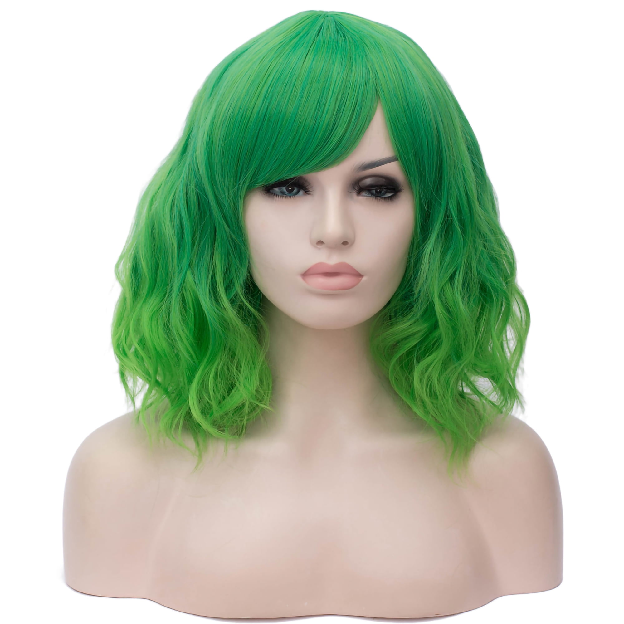 Unique Bargains Wigs for Women 14" Gradient Green Curly Wig with Wig ...