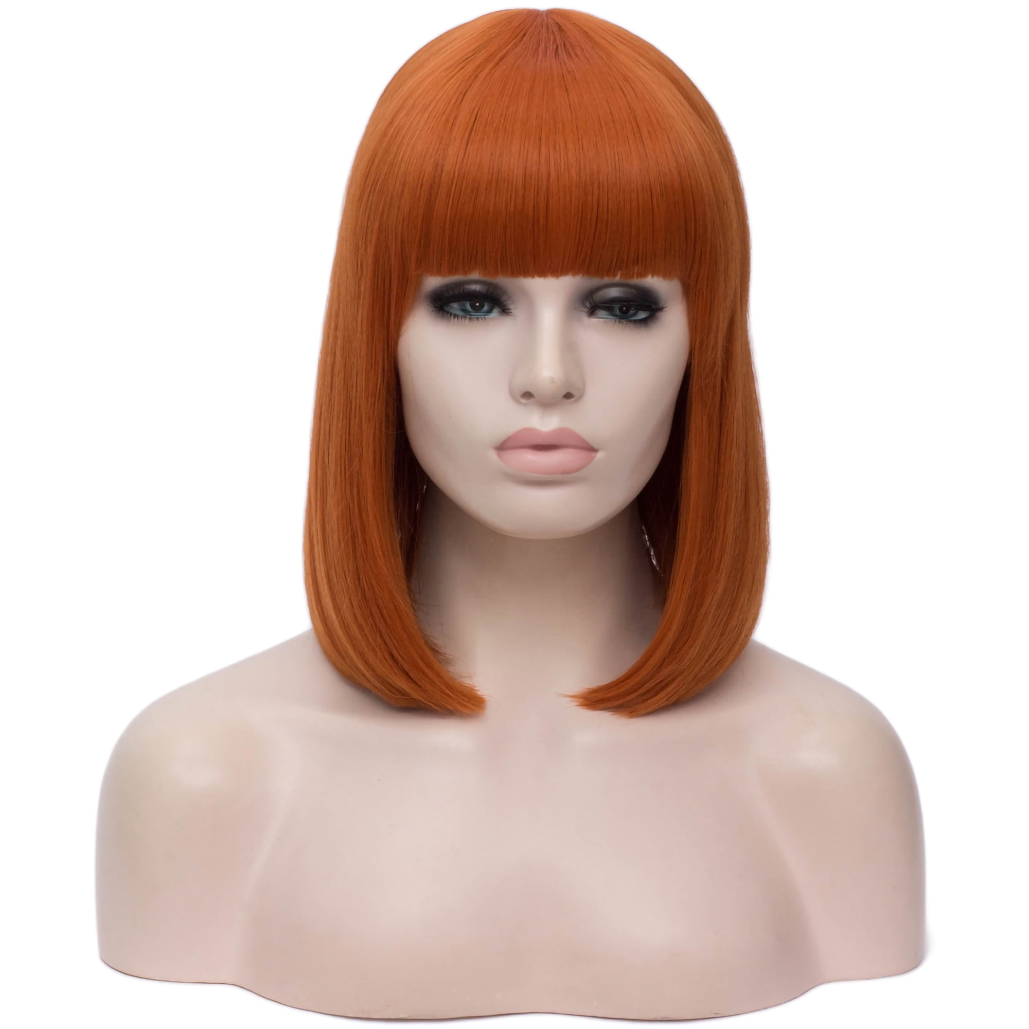 Unique Bargains Wigs for Women 14" Orange Bob Wig with Wig Cap - Walmart.com