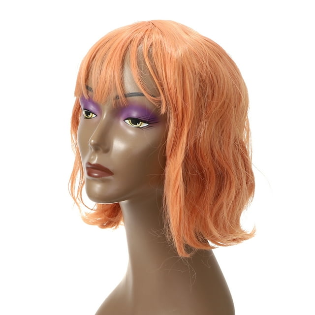 Unique Bargains Wigs for Women 14" Pinkish-Orange Curly Wig with Wig ...