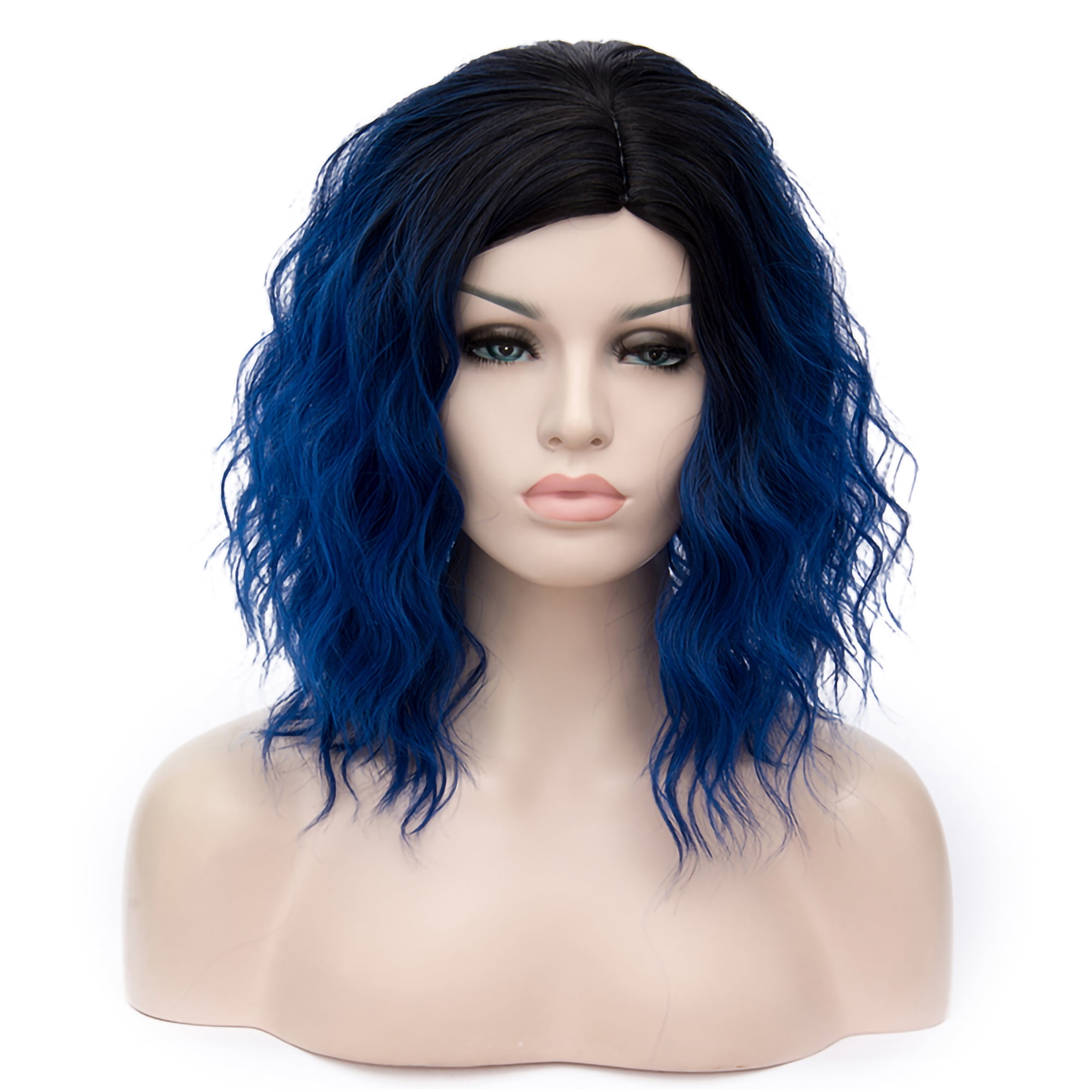 Unique Bargains Wigs for Women 14" Royal Blue Curly Wig with Wig Cap ...