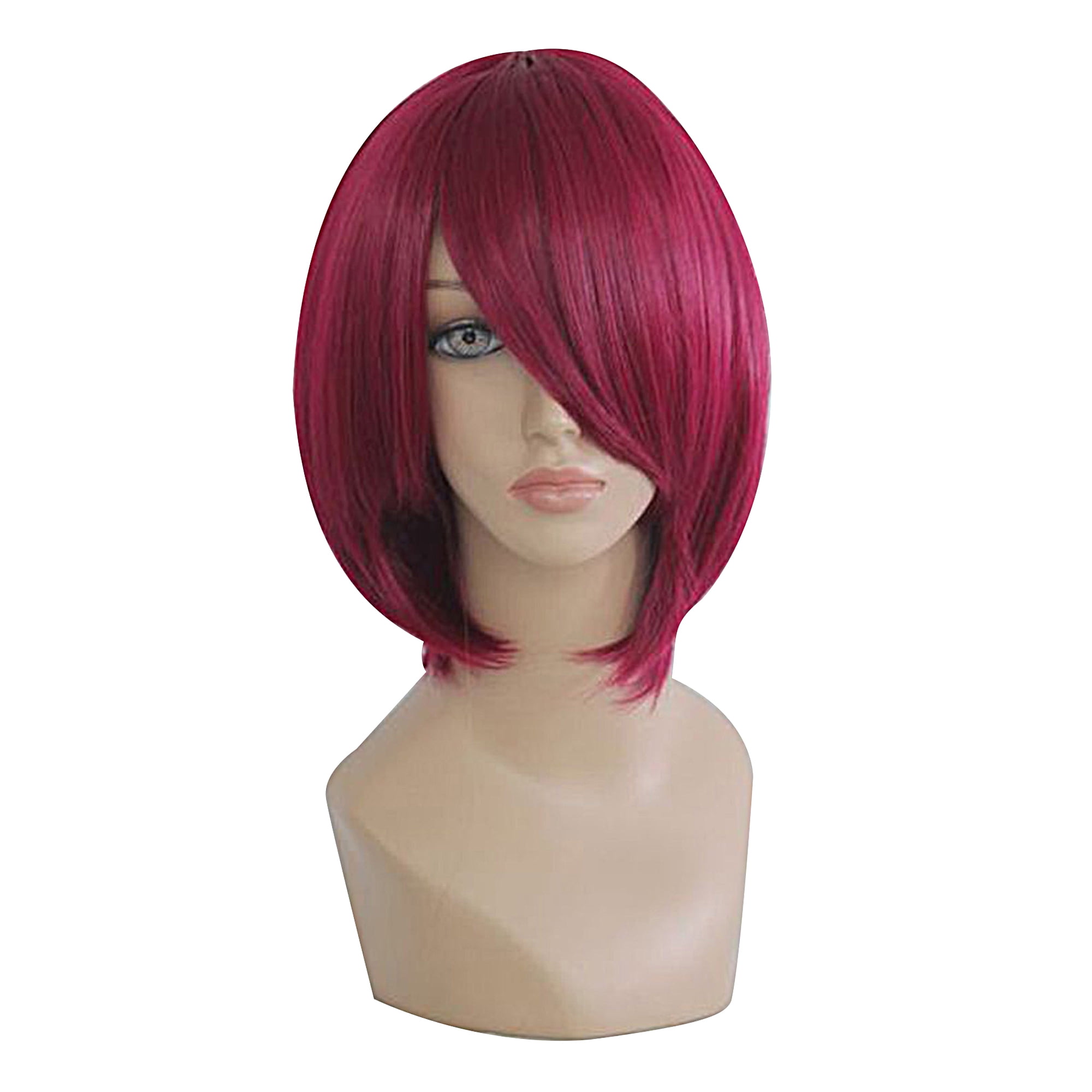 Unique Bargains Wigs for Women 14" Wine Red Bob Wig with Wig Cap ...