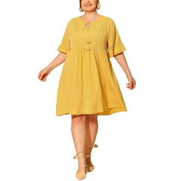 Unique Bargains Women's Plus Size V Neck Floral Print Midi Dress 1X ...