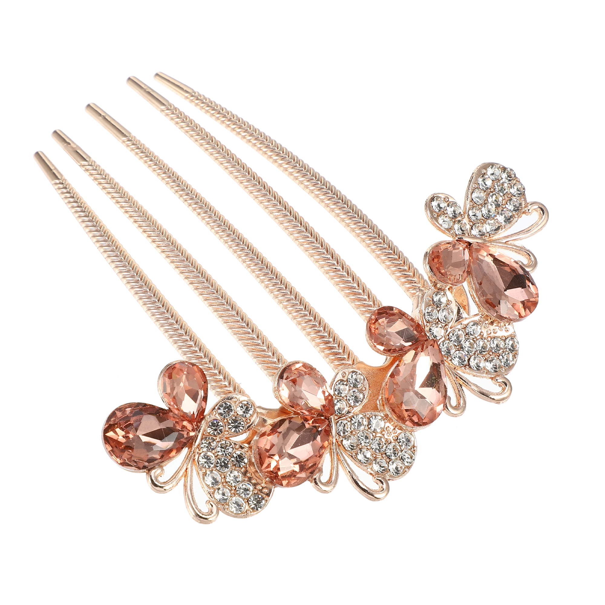 Unique Bargains Women Rhinestone Inlaid Flower Hair Comb, Hair ...