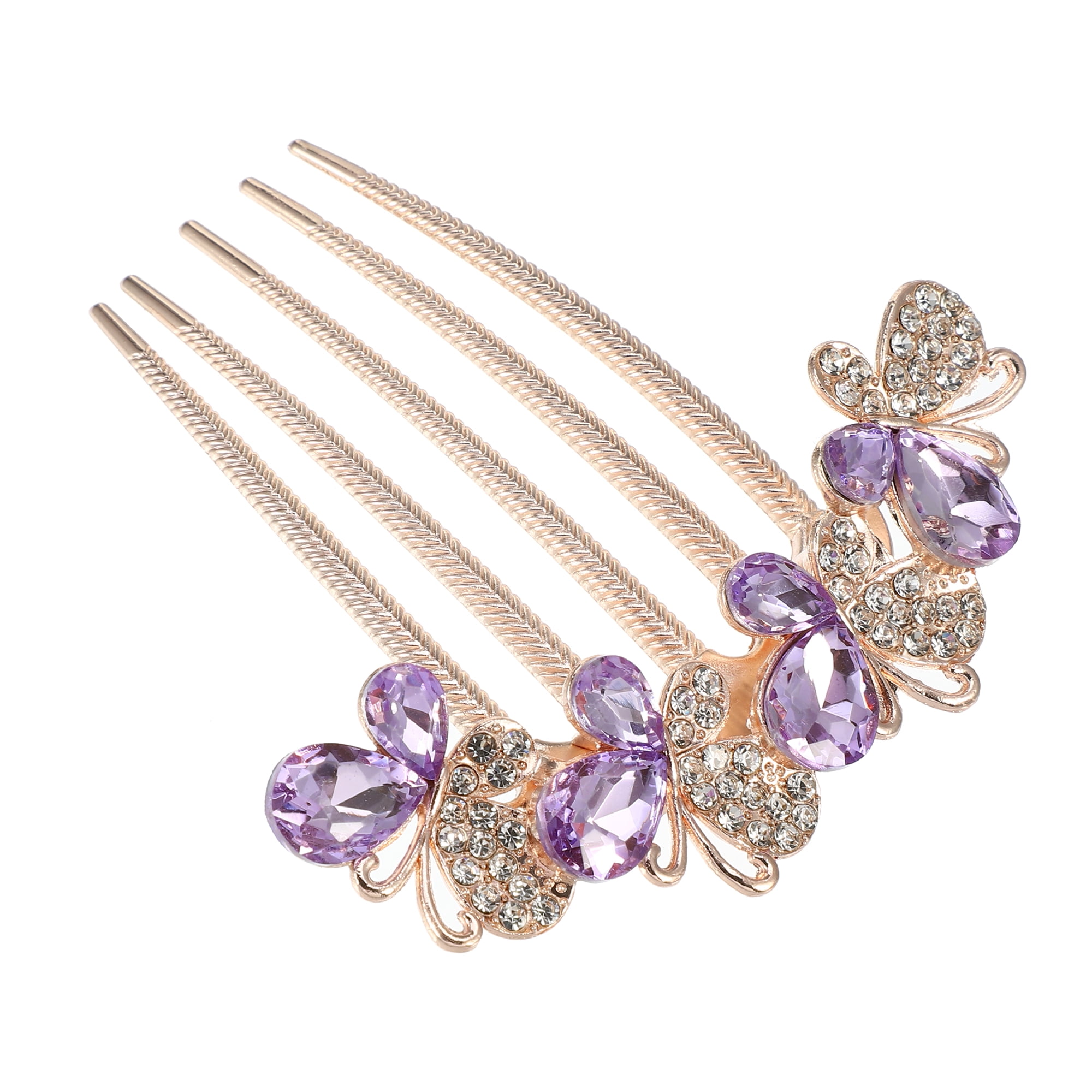 Unique Bargains Women Rhinestone Inlaid Flower Hair Comb, Hair ...