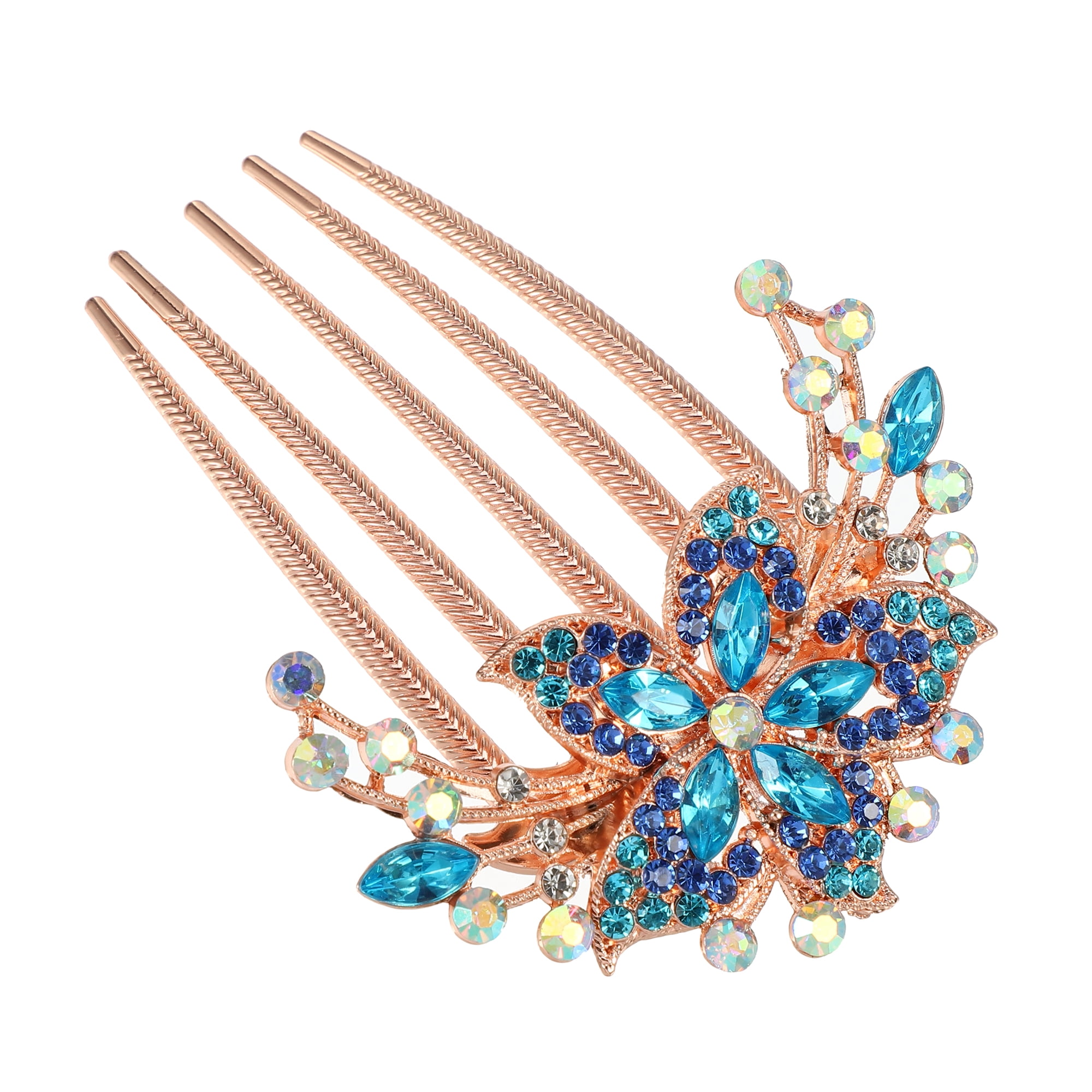 Unique Bargains Women Rhinestone Inlaid Flower Hair Comb Hair Accessory ...