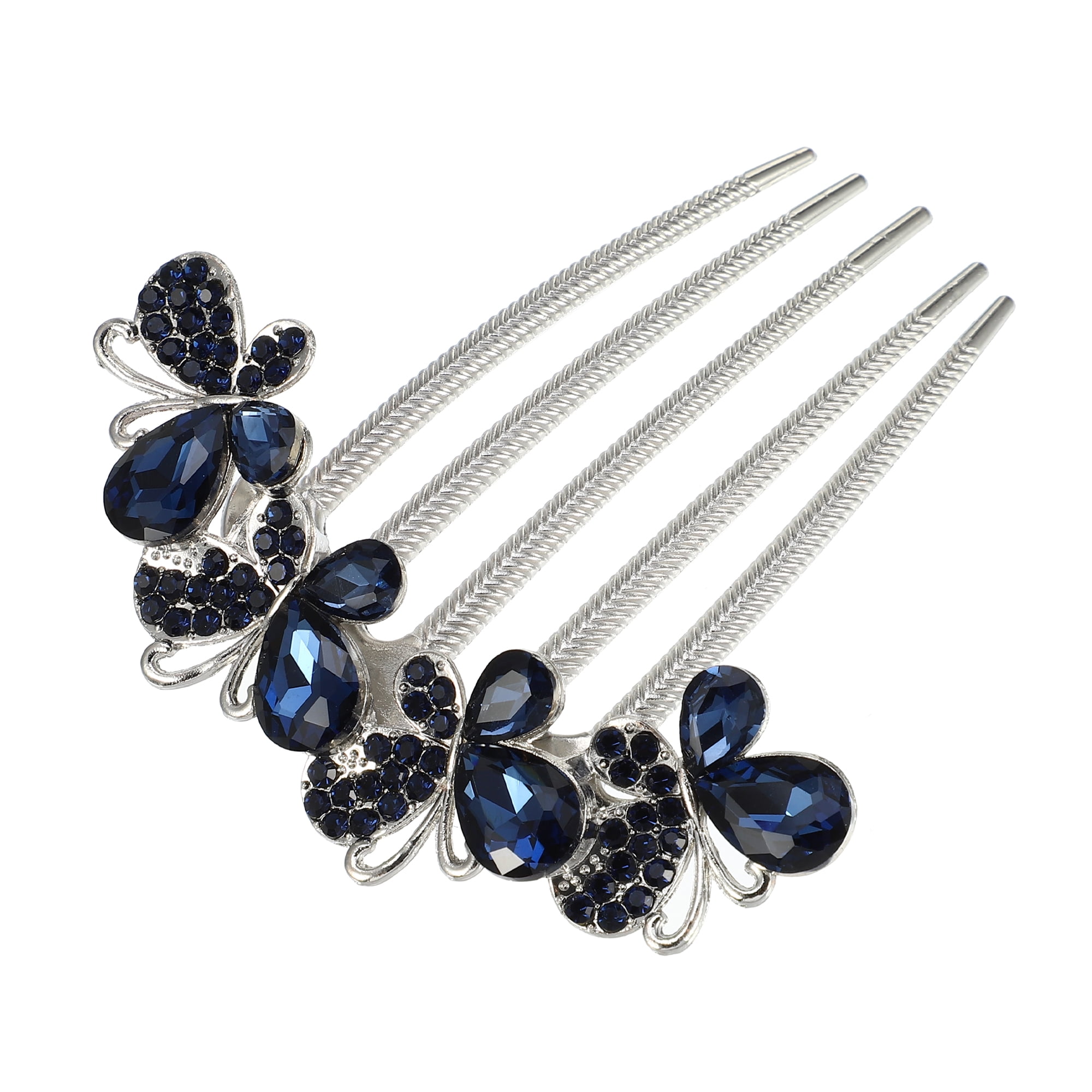 Unique Bargains Women Rhinestone Inlaid Flower Hair Comb Side Clips ...