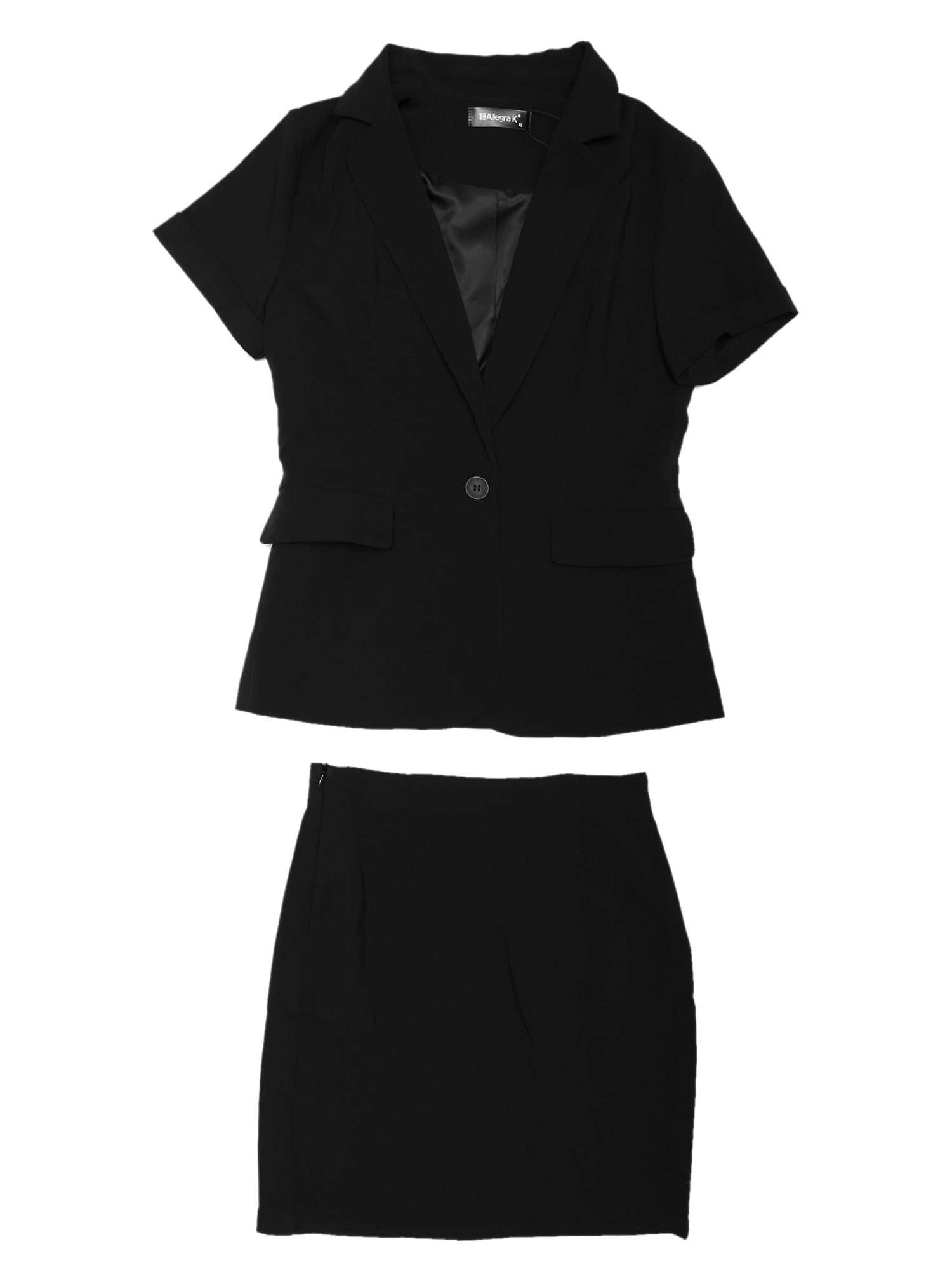 Unique Bargains Women's 2 Piece Outfits Blazer Work Pencil Skirt Suit ...