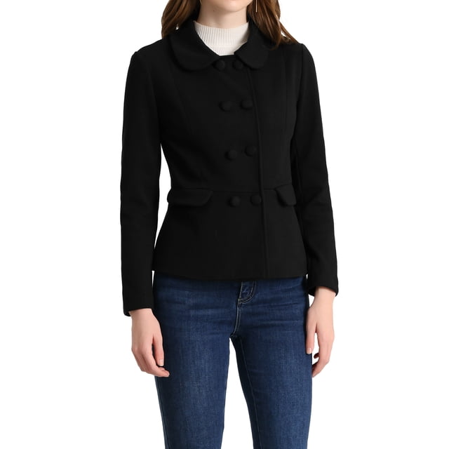 Unique Bargains Women's Button Decor Casual Peter Pan Collar Peplum ...
