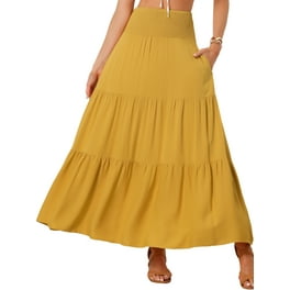 Unique Bargains Women's Linen Skirt High Waist Knee Length Unique Bargains Women's Linen Skirt High Waist Knee Length