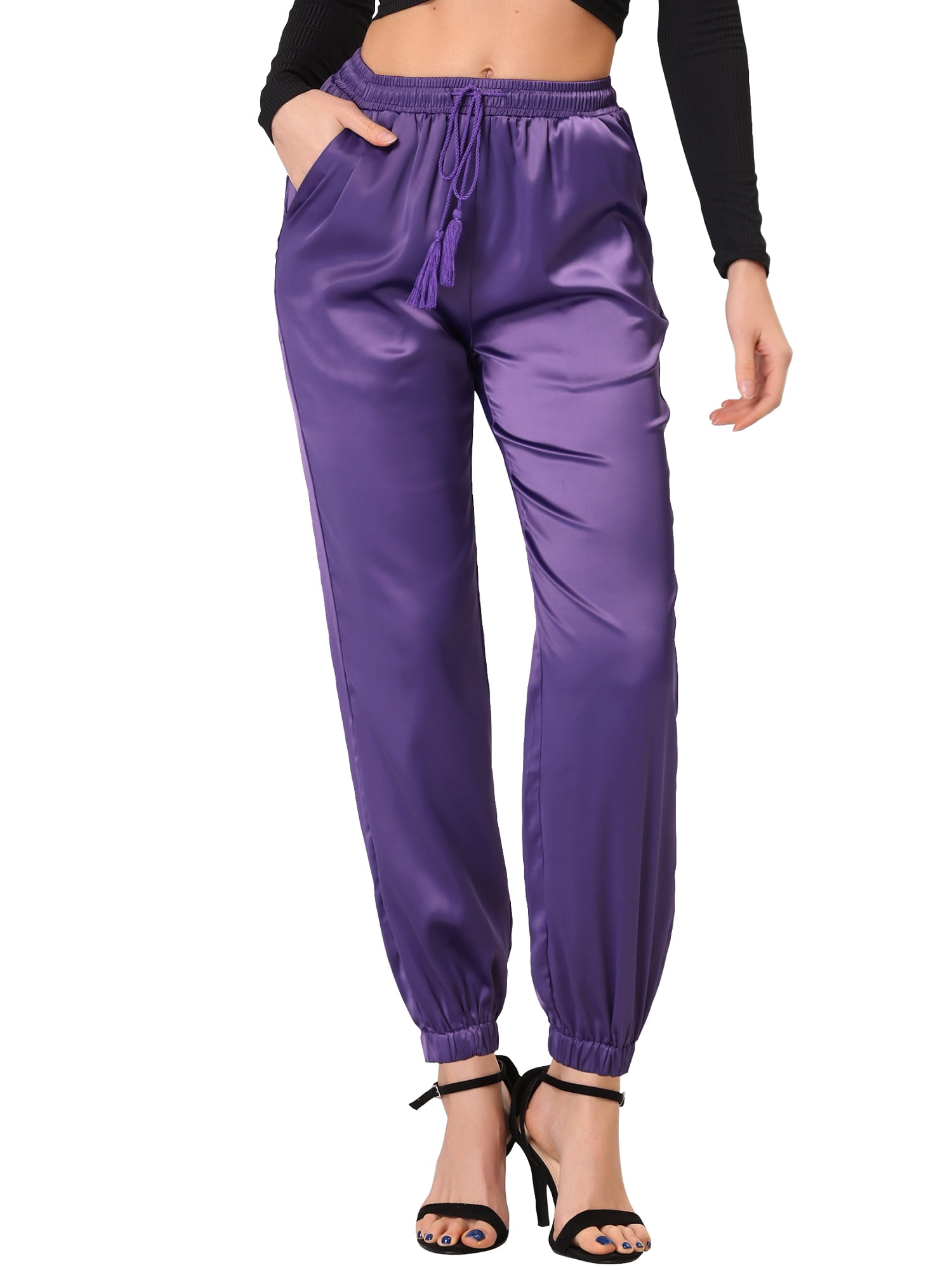 Unique Bargains Women's Drawstring Elastic Waist Athleisure Ankle ...