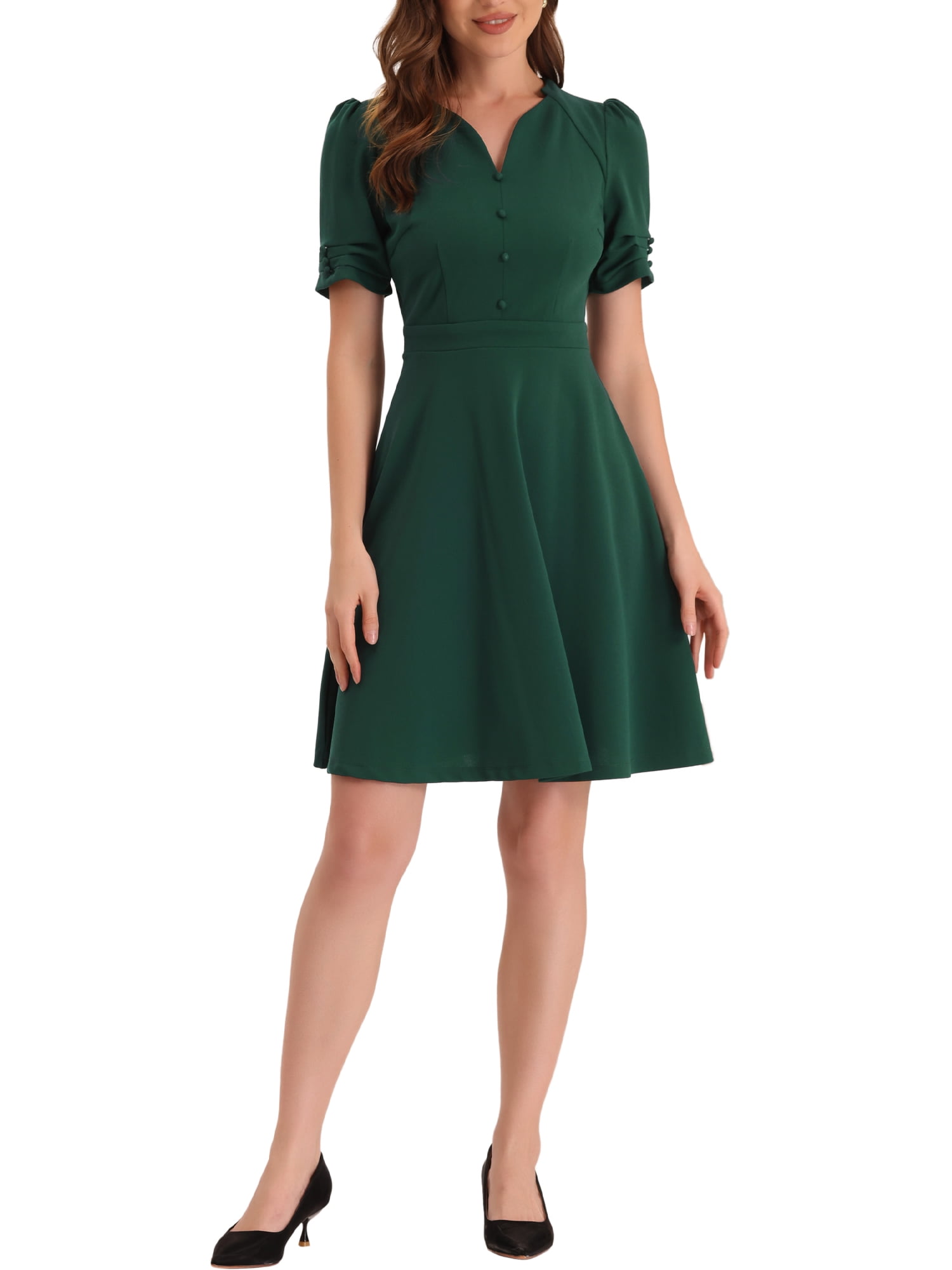 Unique Bargains Women's Elegant Business Sweetheart Neck Pleated A-Line ...