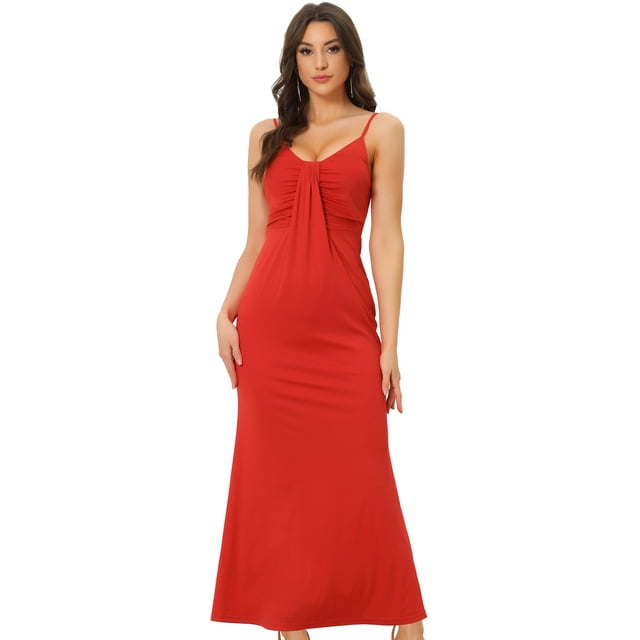 Unique Bargains Womens Elegant Evening Spaghetti Strap Bodycon Mermaid