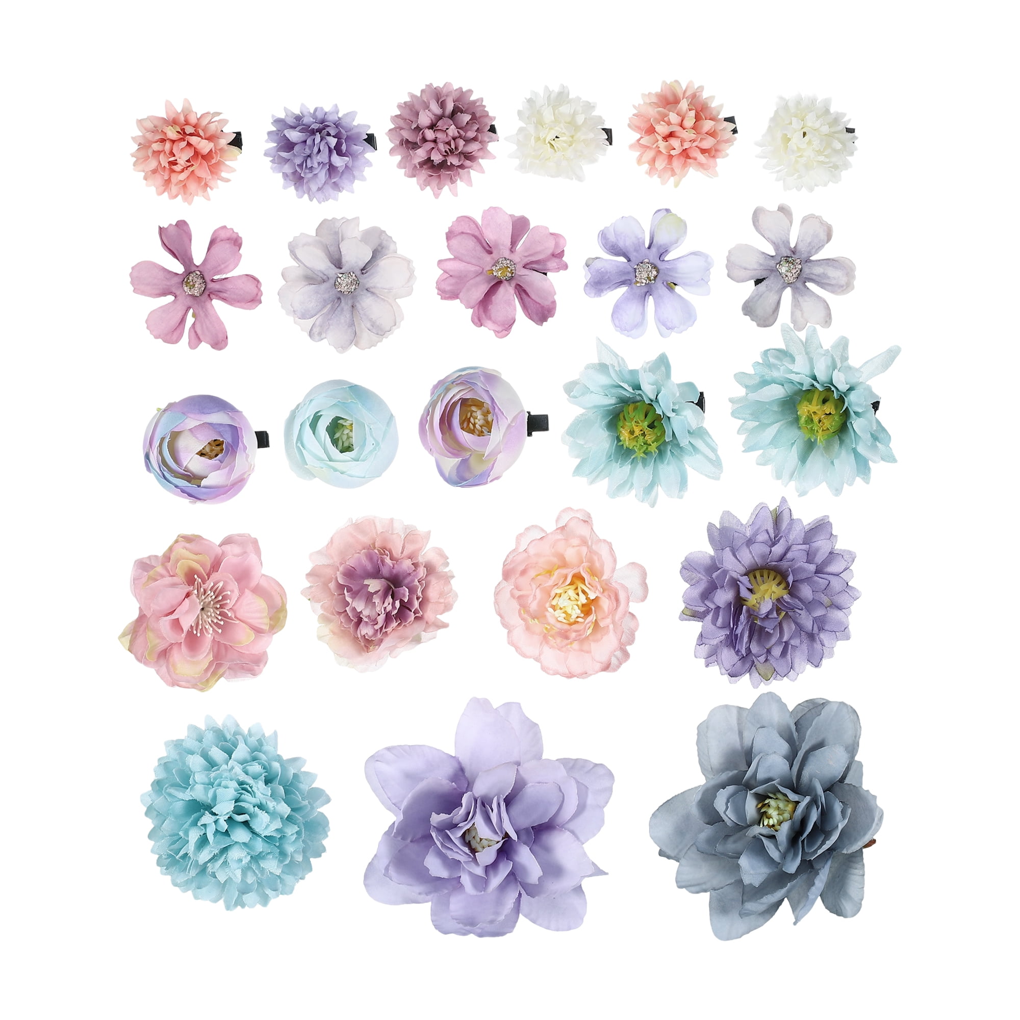 Unique Bargains Women's Fake Flowers Hair Clips Multicolor 23 Pcs ...
