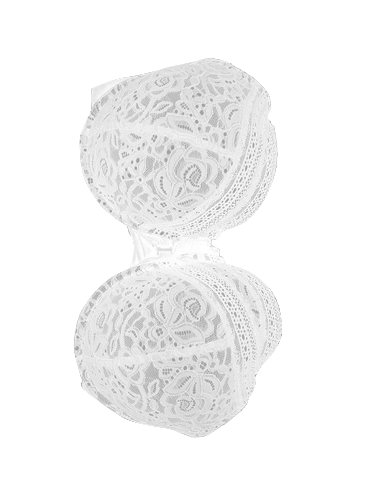 Unique Bargains Women's Lace Front Closure Push Up Underwire Bras White ...