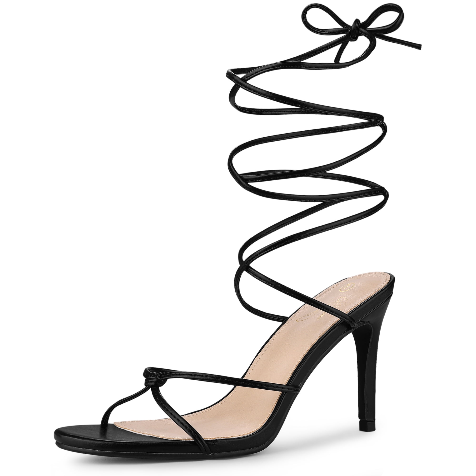 Unique Bargains Women's Lace Up Slingback Strappy Stiletto Heel Sandals ...