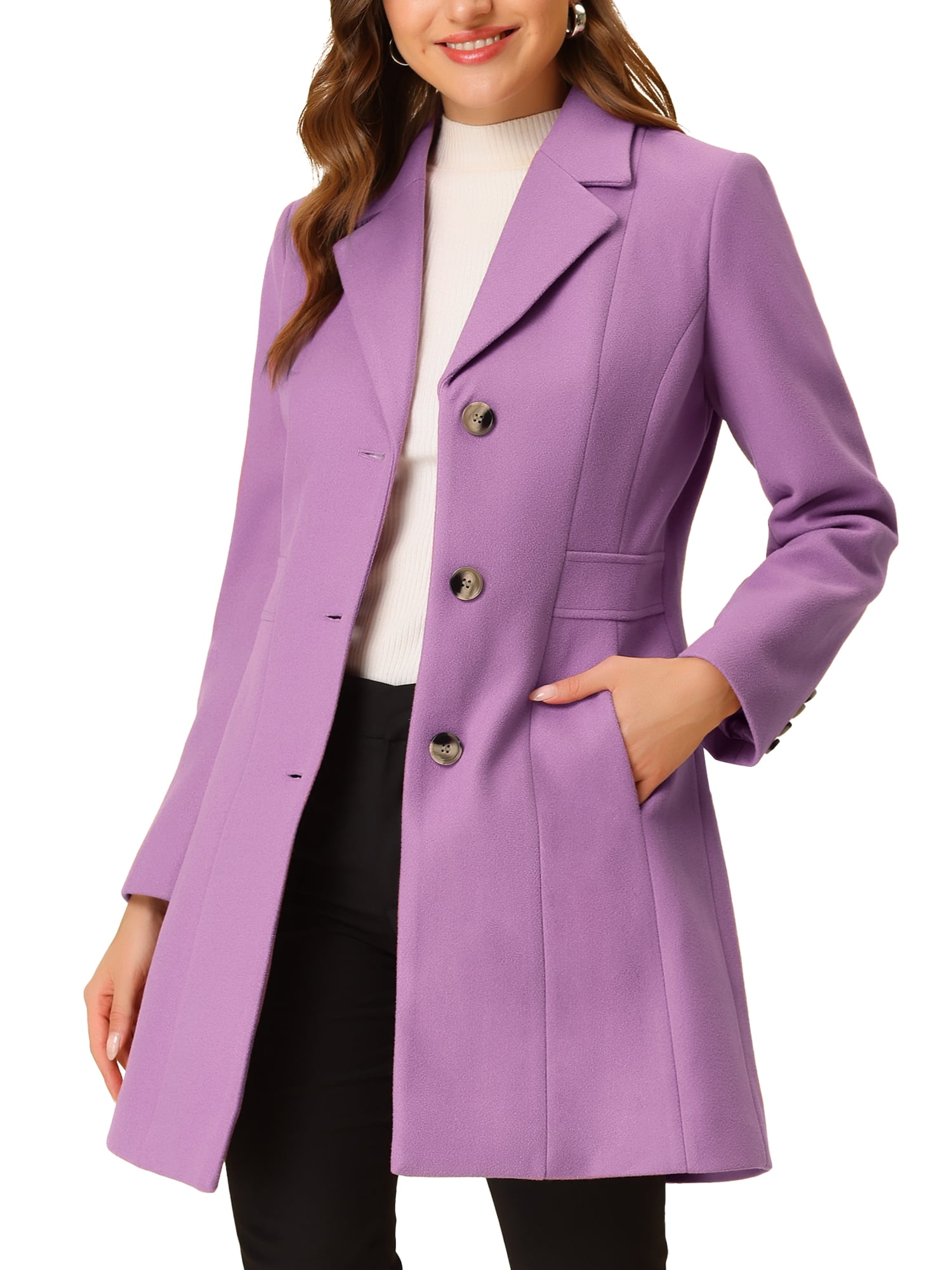 Unique Bargains Women's Notched Lapel Single Breasted Long Sleeve ...