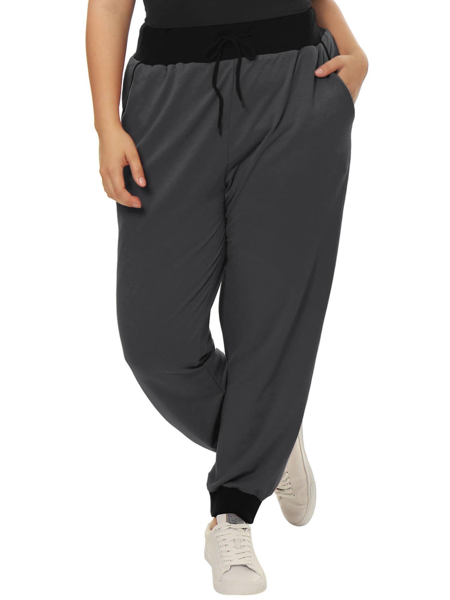 Unique Bargains Women's Plus Casual Activewear Drawstring Jogger Pant ...