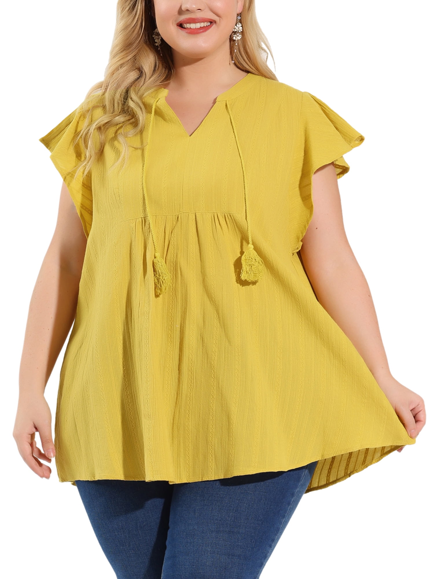 Bargains women's Plus Drawstring Split V Neck Tunic Top - Walmart.com