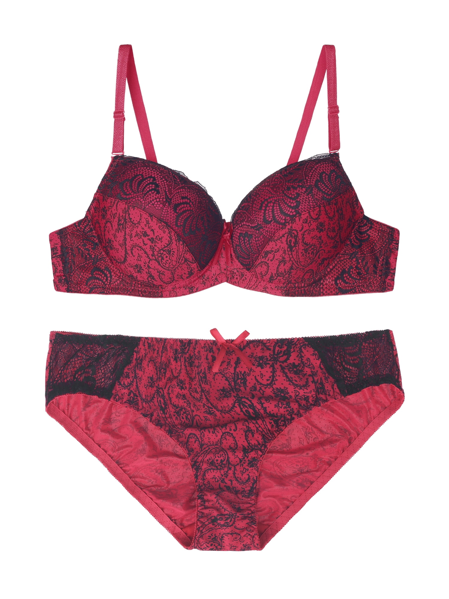 Unique Bargains Women's Plus Size 2 Pieces Push-Up Underwire Comfort ...