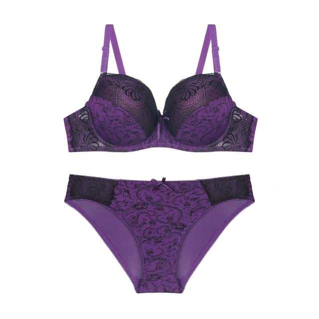 Unique Bargains Women's Plus Size 2 Pieces Push-Up Underwire Comfort ...