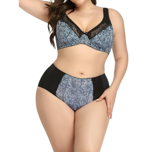 Unique Bargains Womens Plus Size Lingerie Lace Full Cup Push Up Bra