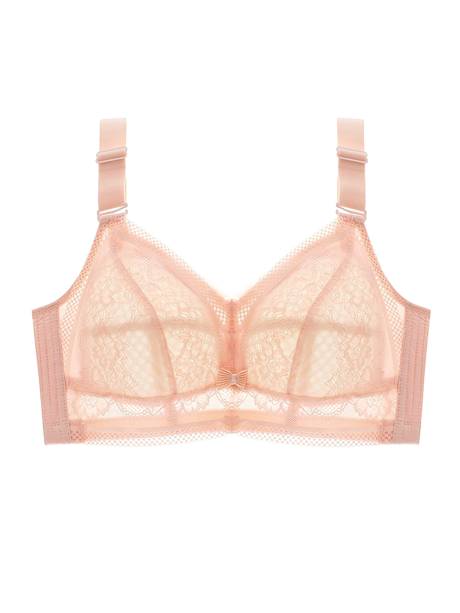 Agnes Orinda Women's Plus Size Push-Up Wire-free 4-Hook Lace Trim ...