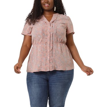 The Get Women's Plus Size Pintuck Ruffle Top - Walmart.com