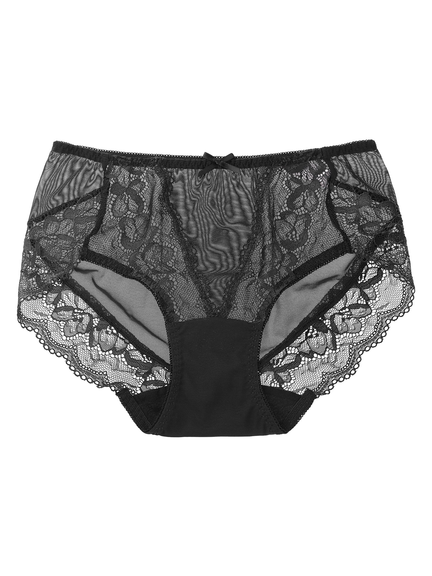 Unique Bargains Women's Plus Size Sheer Lace Trim High Rise Brief ...