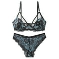 Unique Bargains Womens Plus Size Underwire Lace Sheer Push Up 2 Hook