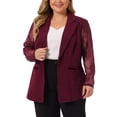 Unique Bargains women's Plus Size Lace Front Blazers - Walmart.com