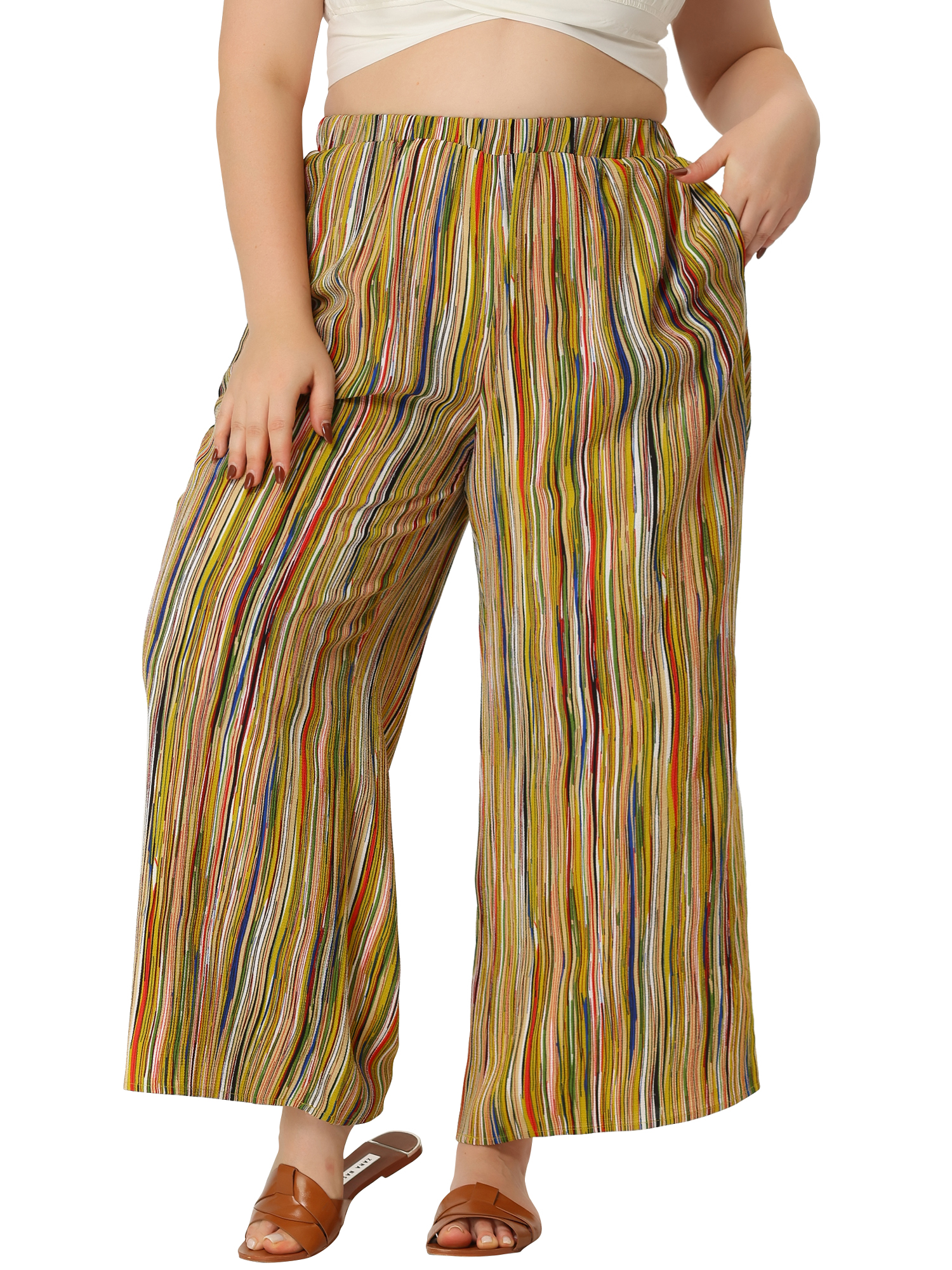 White Mark Women's Plus Size Printed Palazzo Pants - Walmart.com