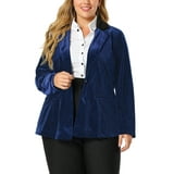 Unique Bargains Women's Plus Velvet Blazer Long Sleeve Work Jacket 4X ...