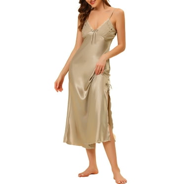 Unique Bargains women's Satin Cami Nightgown - 100% Polyester - Walmart.com