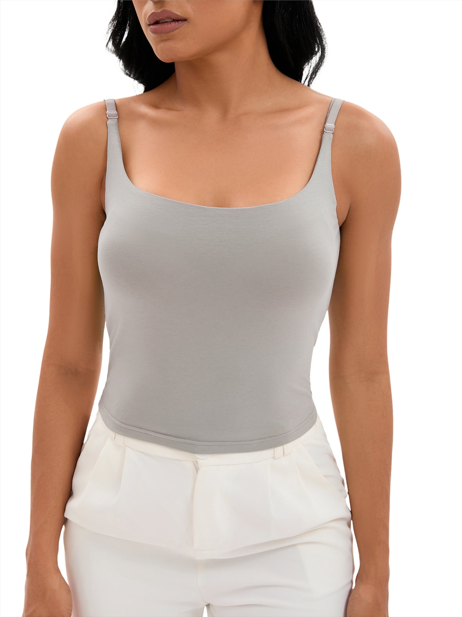 Unique Bargains Women's Shelf Bra Basic Tank Adjustable Spaghetti Strap ...