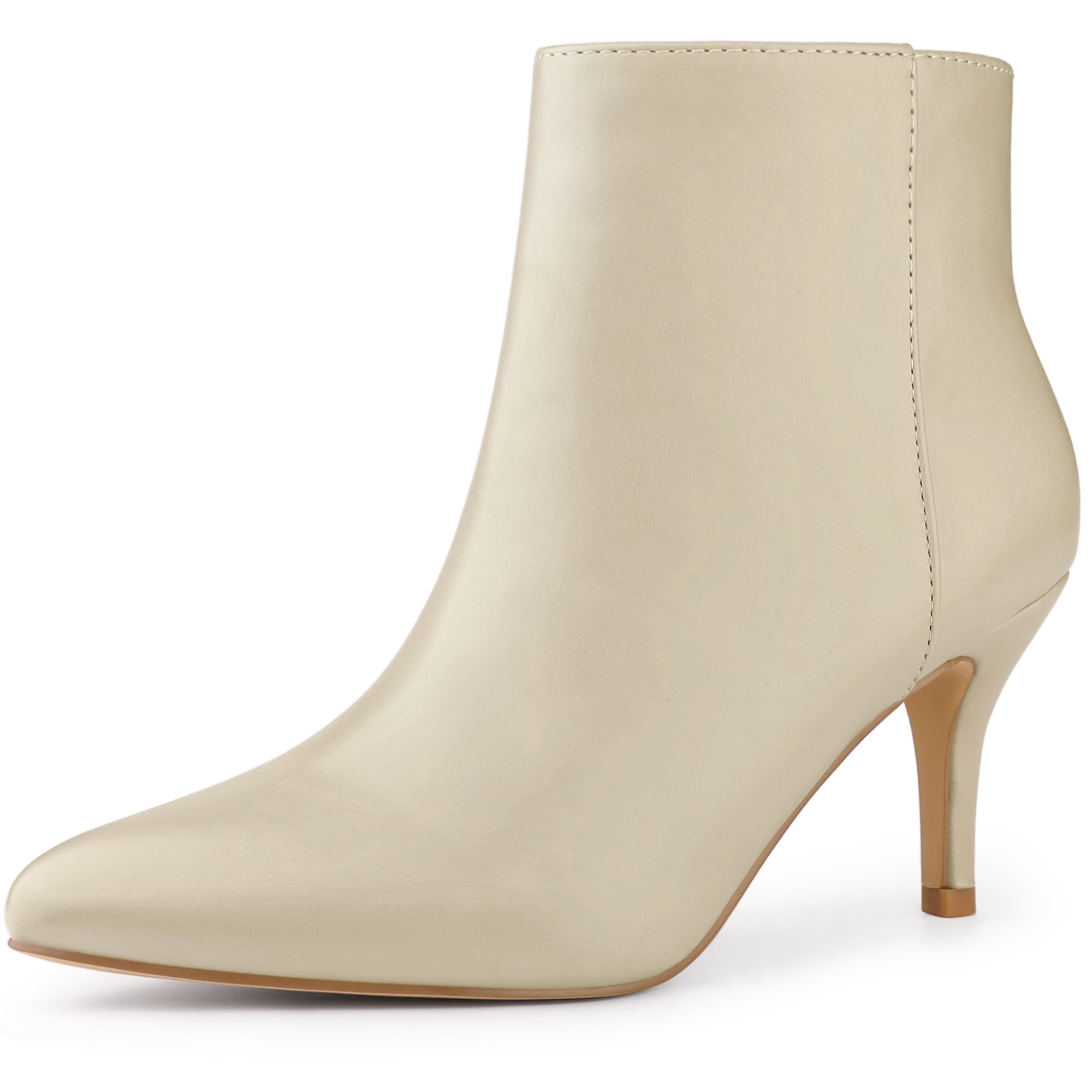 Unique Bargains Women's Side Zipper Pointed Toe Stiletto Heel Ankle ...
