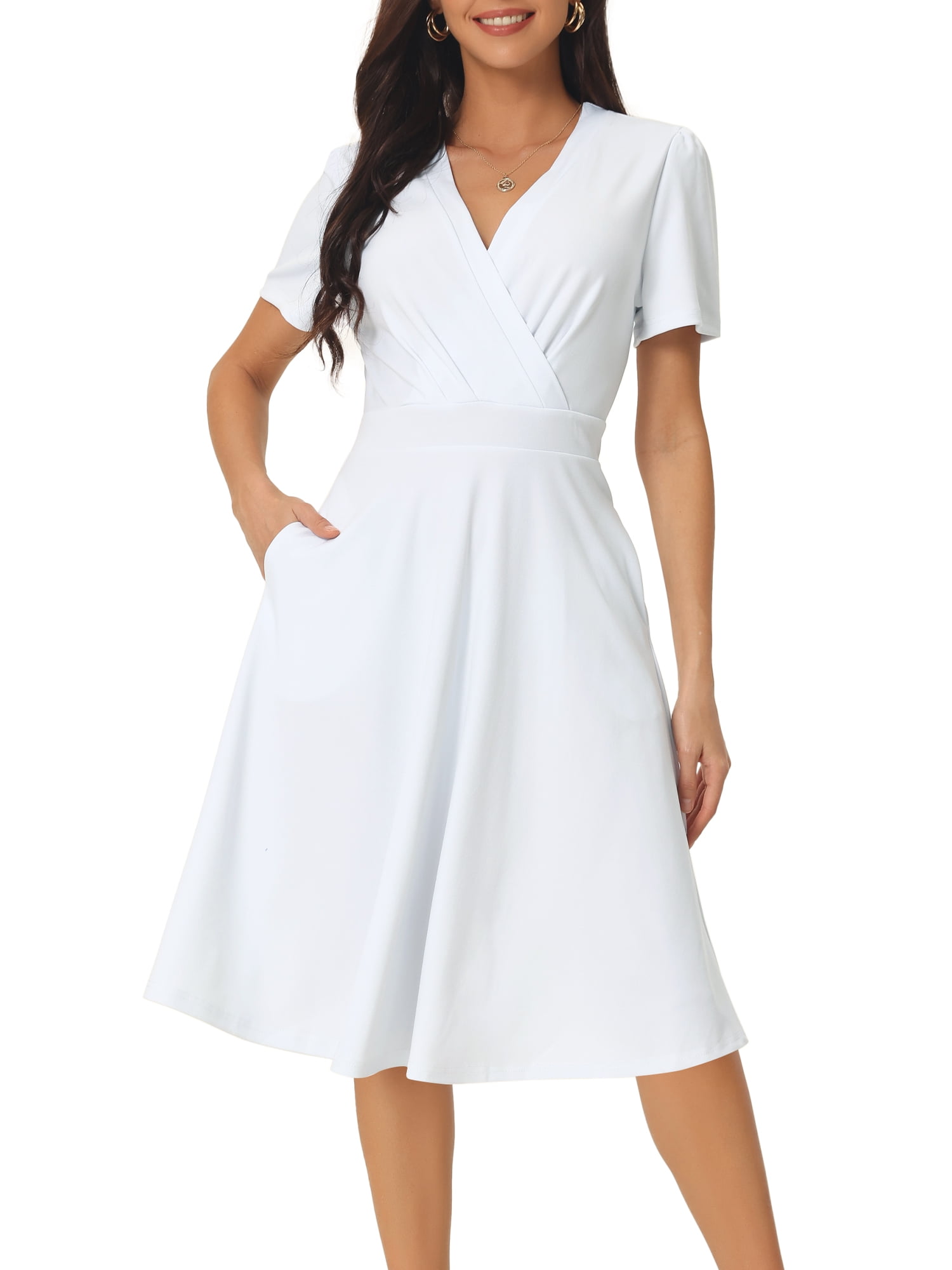 Unique Bargains women's Summer Wrap Dress - XL White - Walmart.com