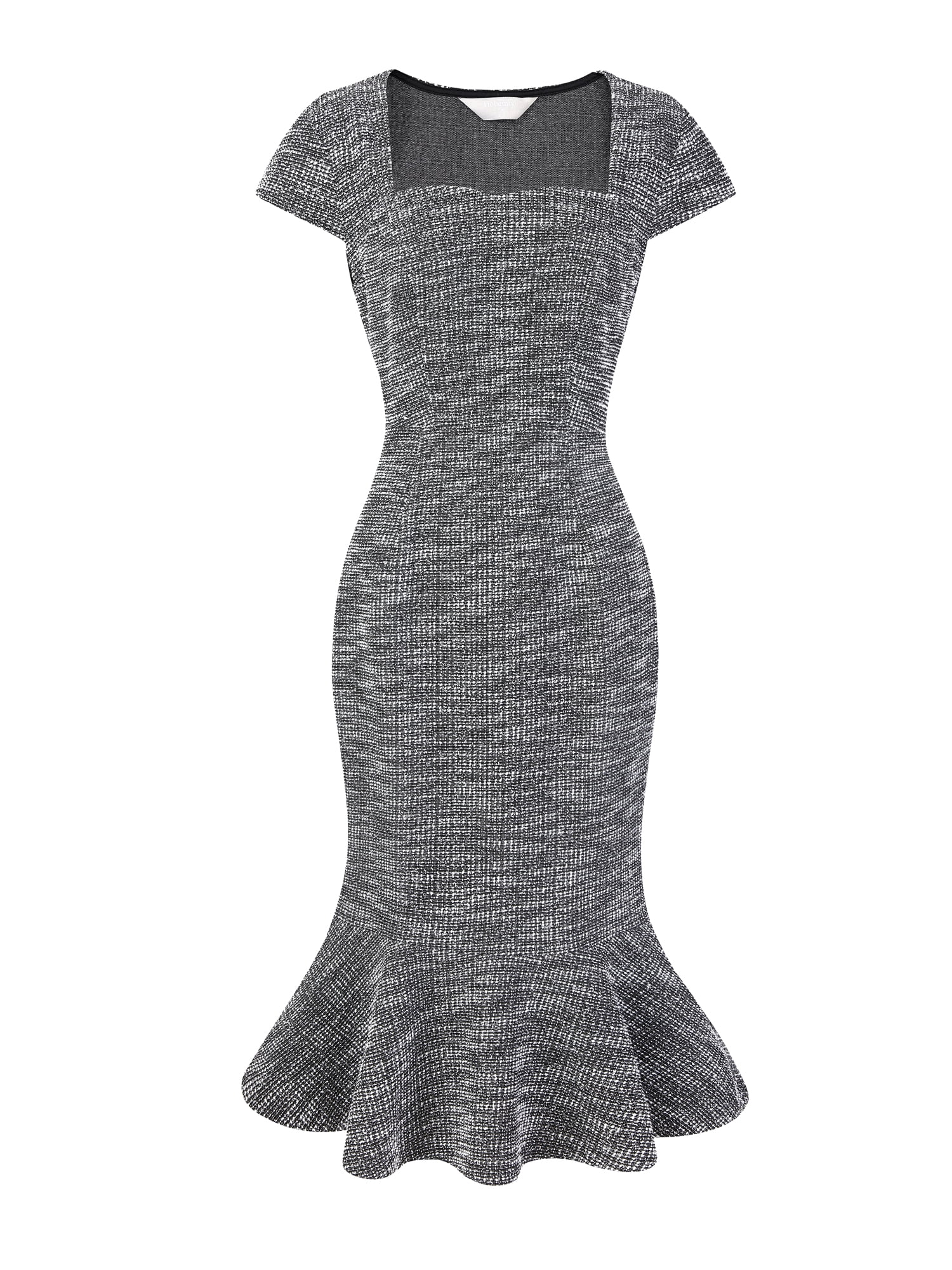 Hobemty women's Tweed Fishtail Square Neck Cap Sleeve Work Dress ...