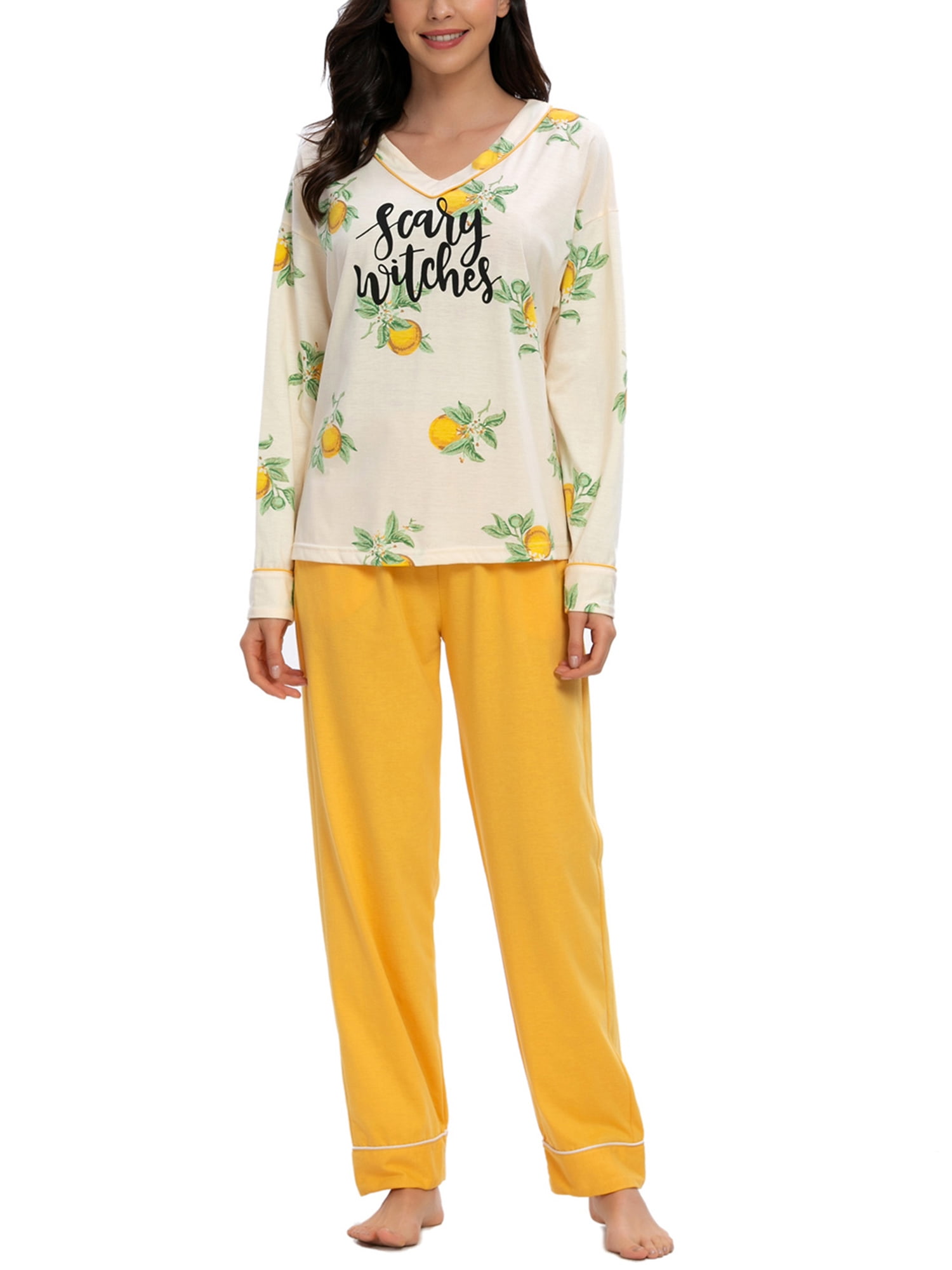 Unique Bargains Womens Cute Print Nightwear with Pants Loungewear ...