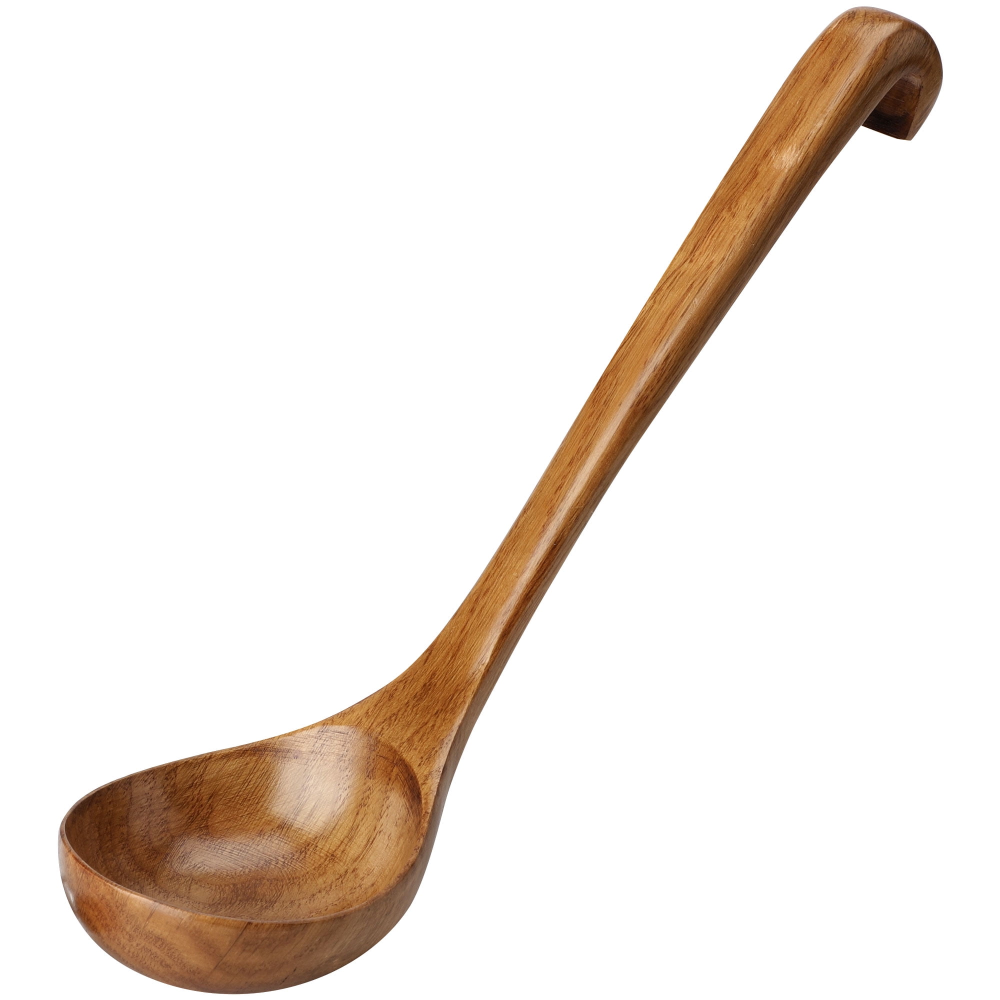 Unique Bargains Wooden Ladle Spoons Natural Grain Soup Dining Spoons 11 ...