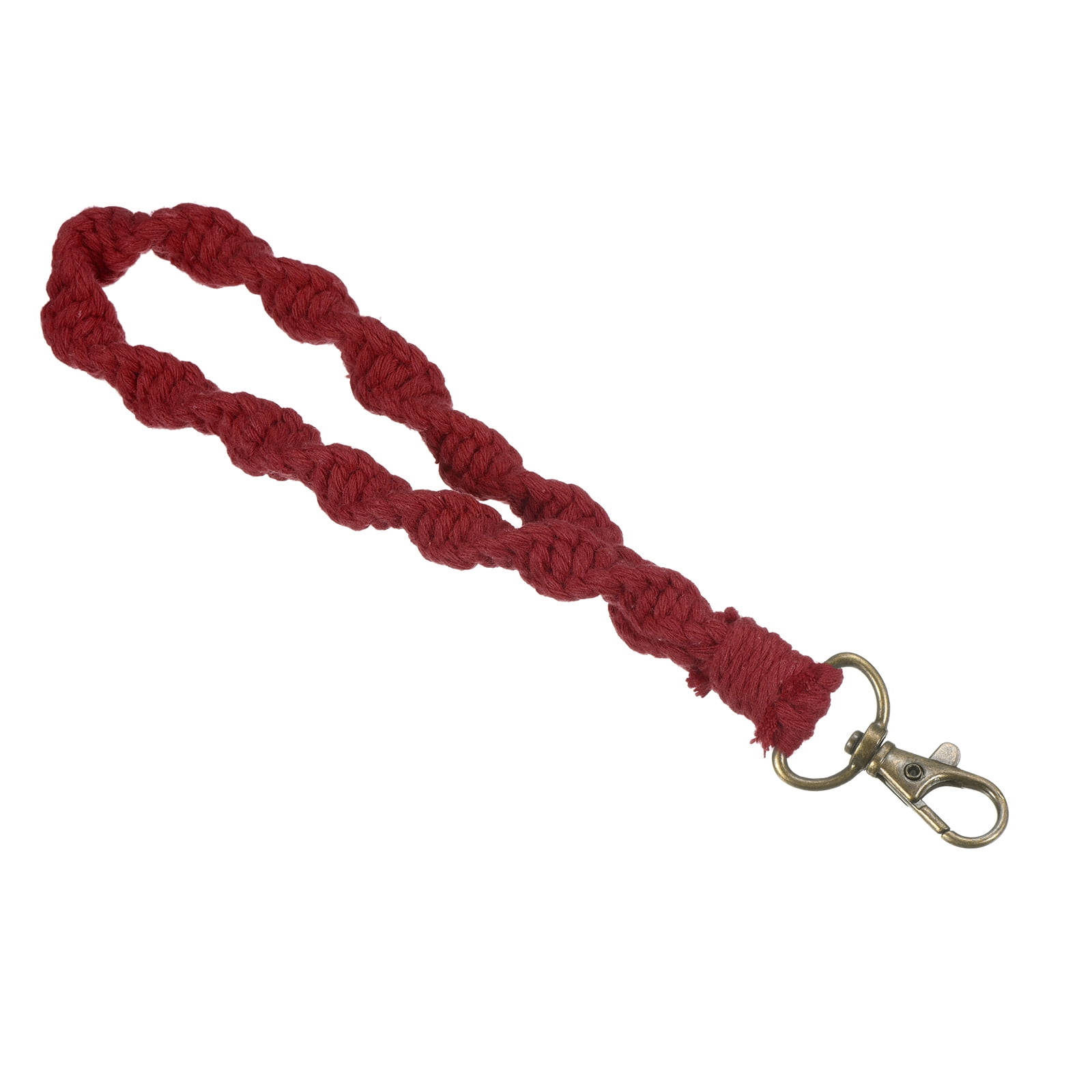 Unique Bargains Hand Wrist Lanyard for Key Braided Twisted Keyring Wine ...