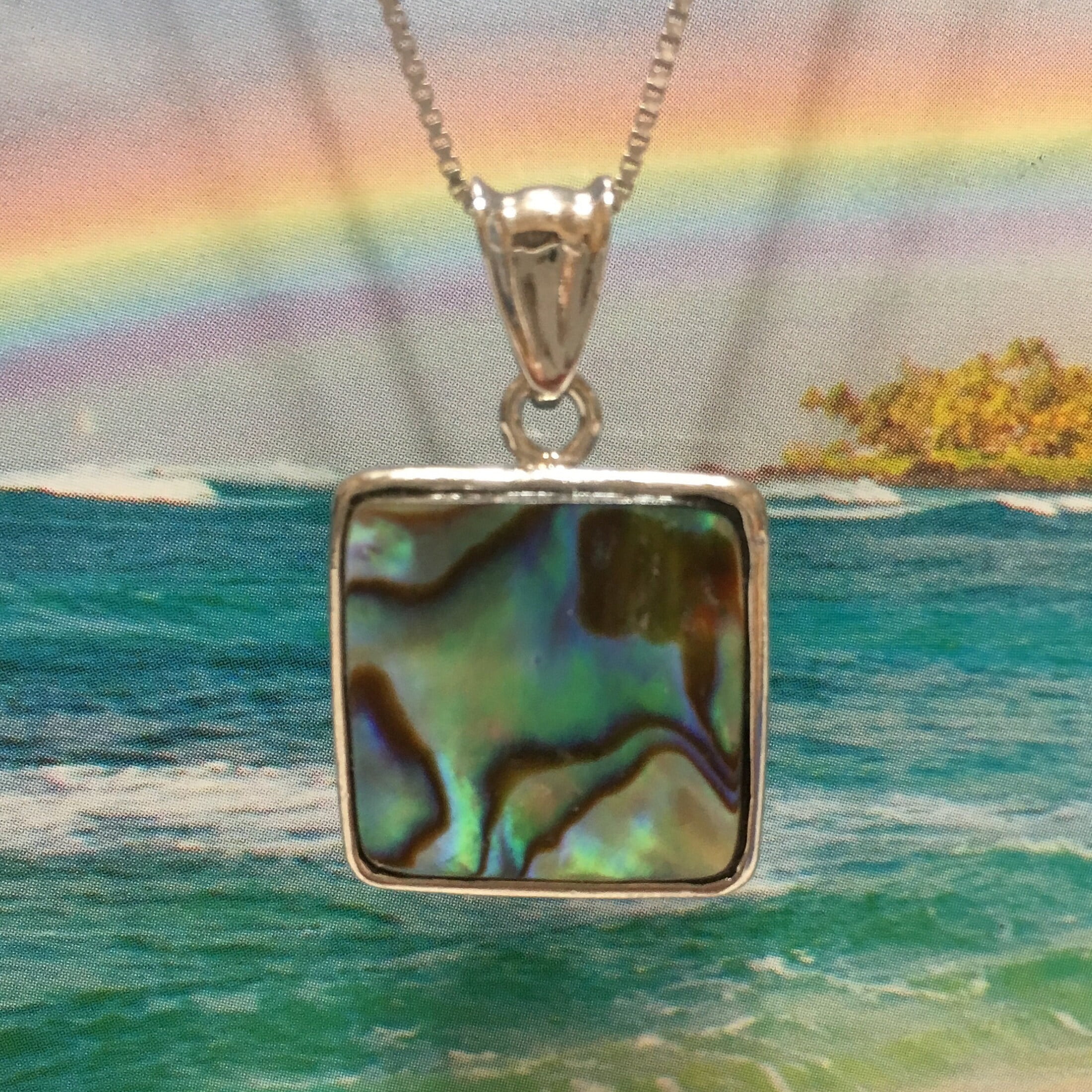 Unique Beautiful Hawaiian Genuine Abalone Paua Shell Necklace, Sterling ...