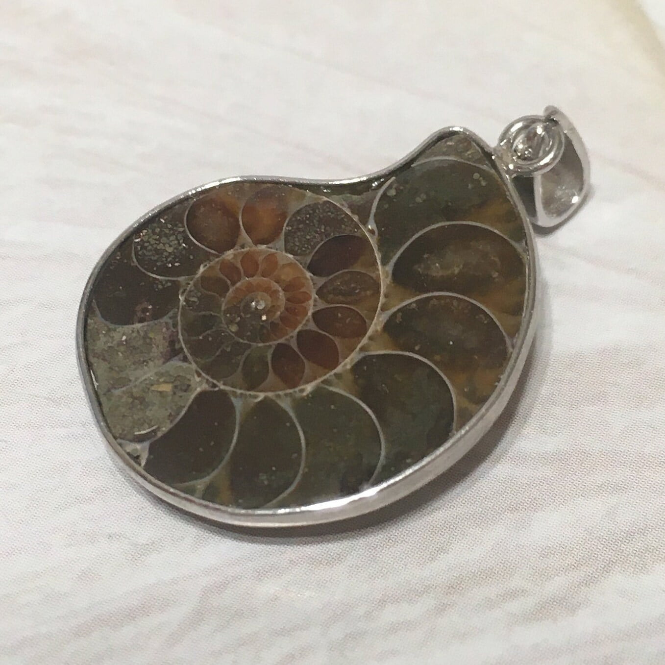 Unique Beautiful Hawaiian Genuine Ammonite Necklace, Sterling Silver Natural Ammonite Fossil ...