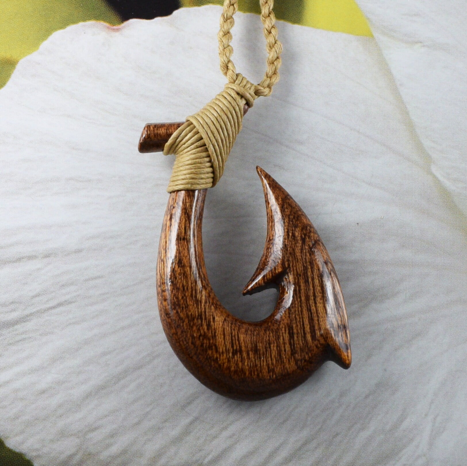 Unique Beautiful Hawaiian Large Genuine Koa Wood Fish Hook Necklace ...