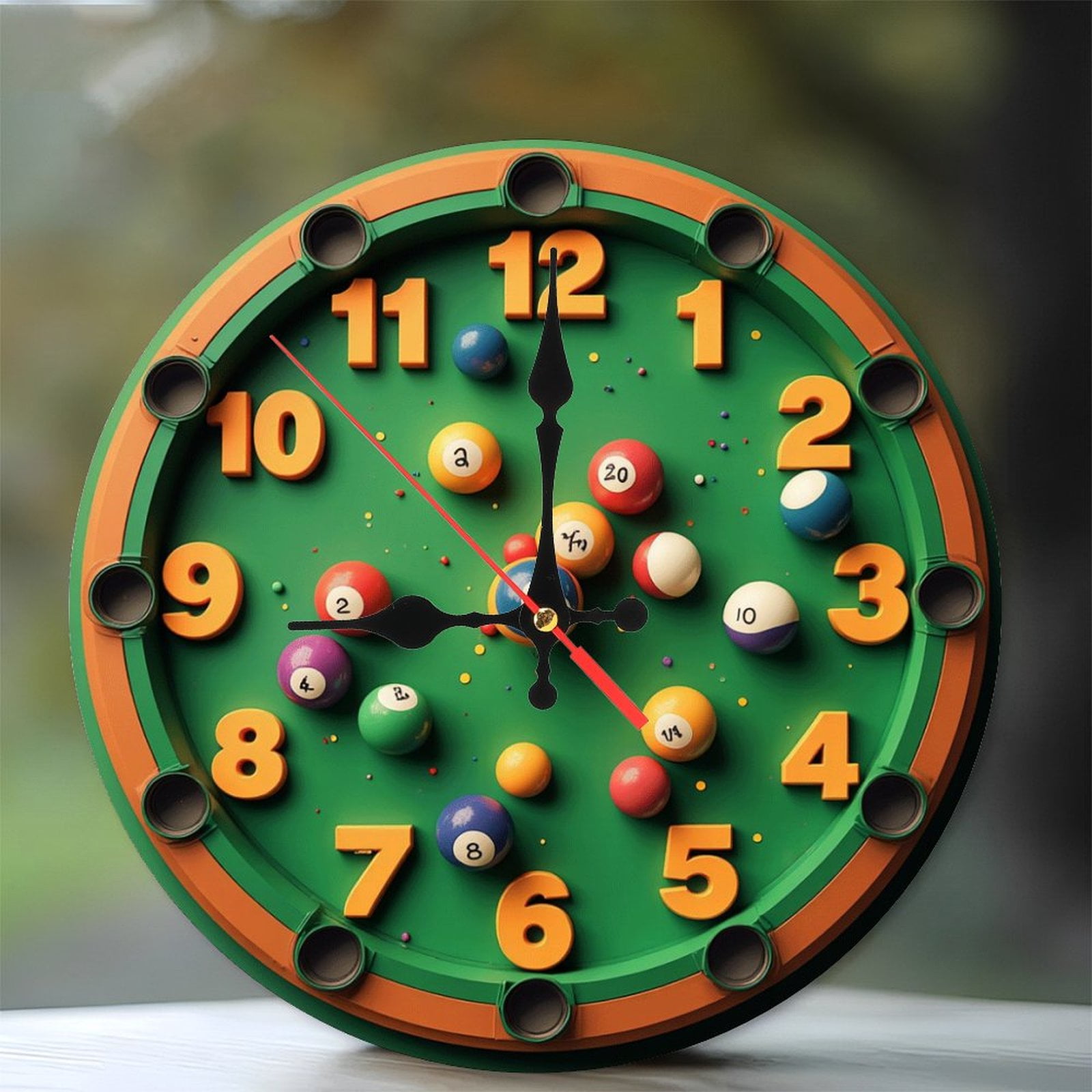 Unique Billiard Balls Clock Wall Decor Home Office Gift 10-Inch Silent ...