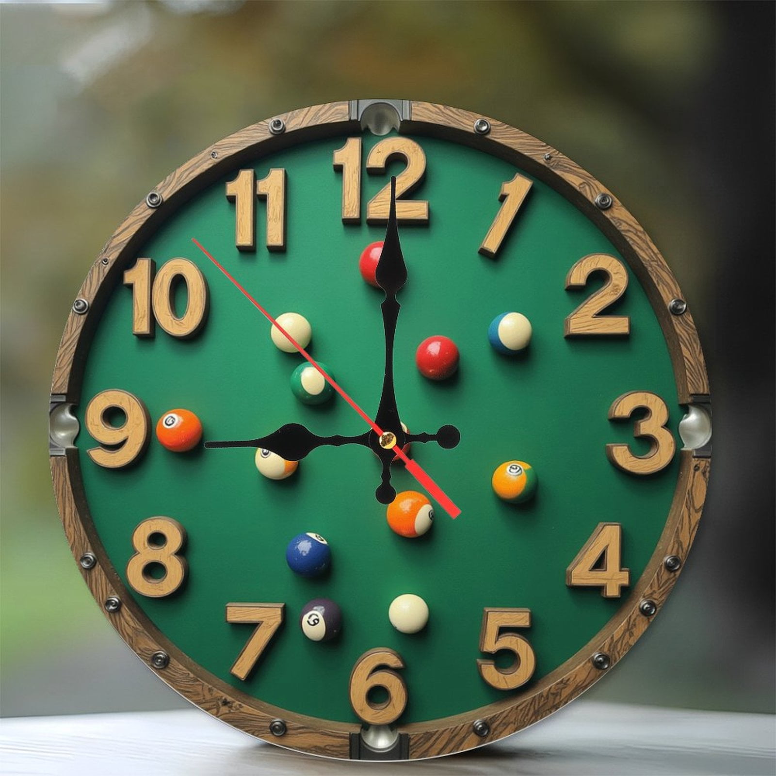 Unique BilliardBall Clock Wall Decor Home Office Gift 10-Inch Silent ...